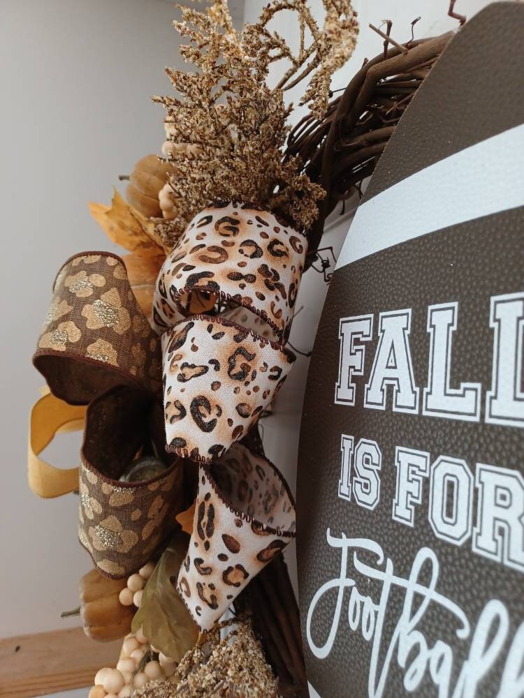 Neutral Fall Football Wreath, Front Door Decor, Dorm Room, Parents of ...