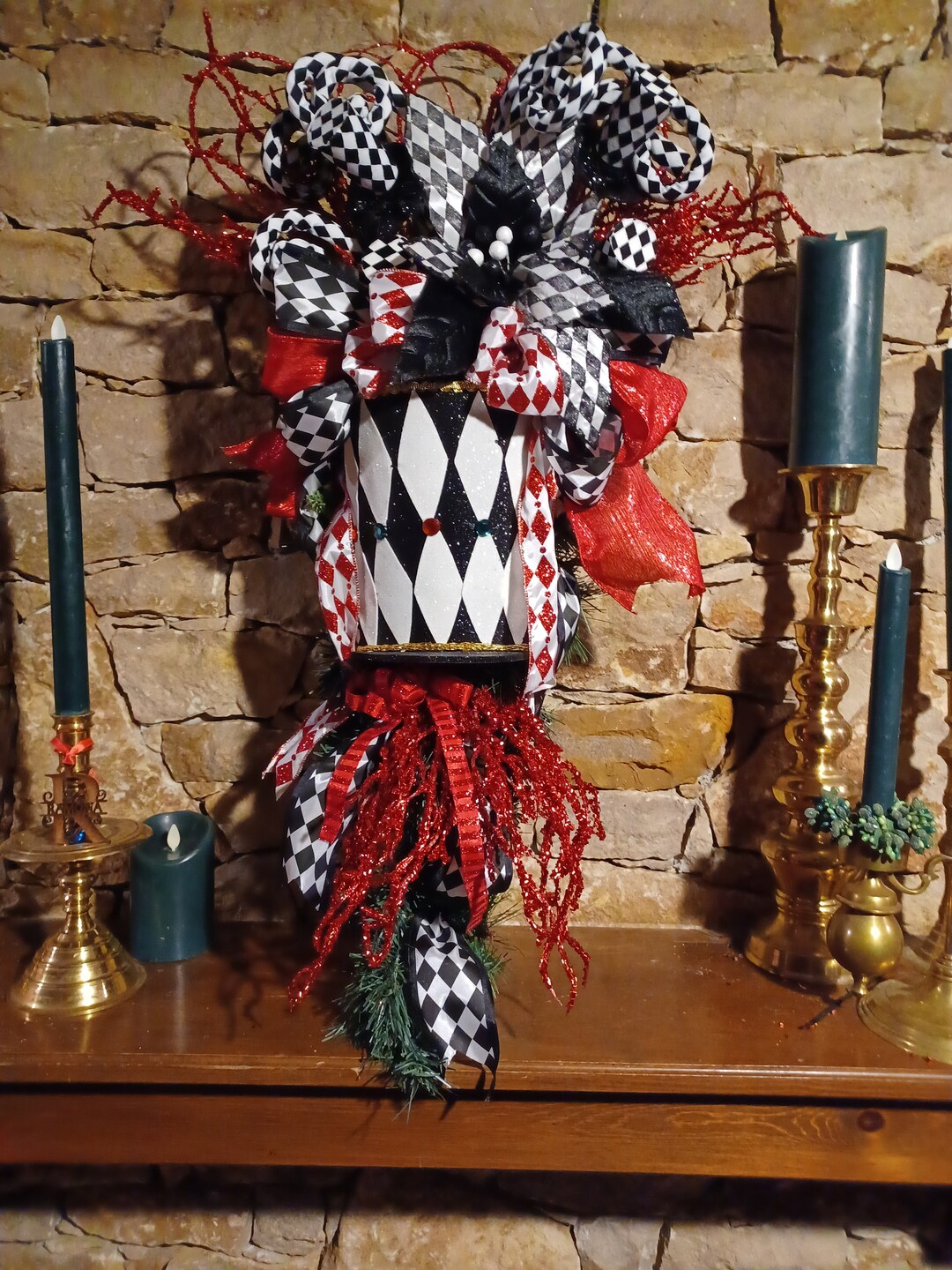 Nutcracker Harlequin Swag, Jeweled Nutcracker Hat, Harlequin Poinsettia ...