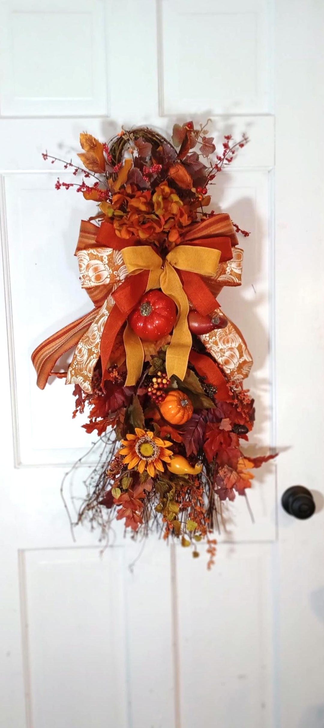 Fall Twig Swag With Sunflowers, Pumpkins, Gourds, Pods, Bittersweet ...