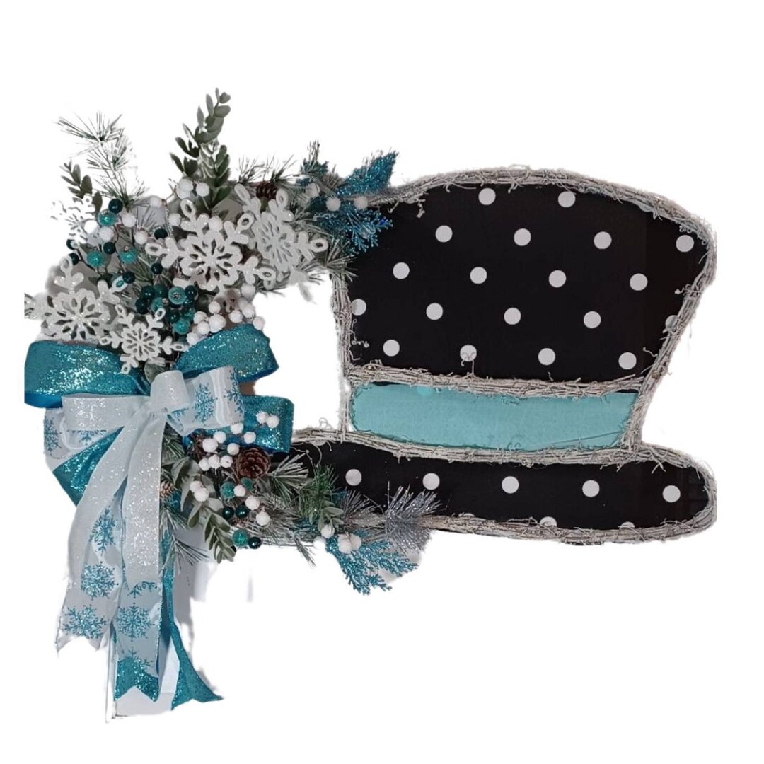Snowman Polka Dot Hat, Frosty Winter Flakes, Snowflakes, Turquoise Hat ...