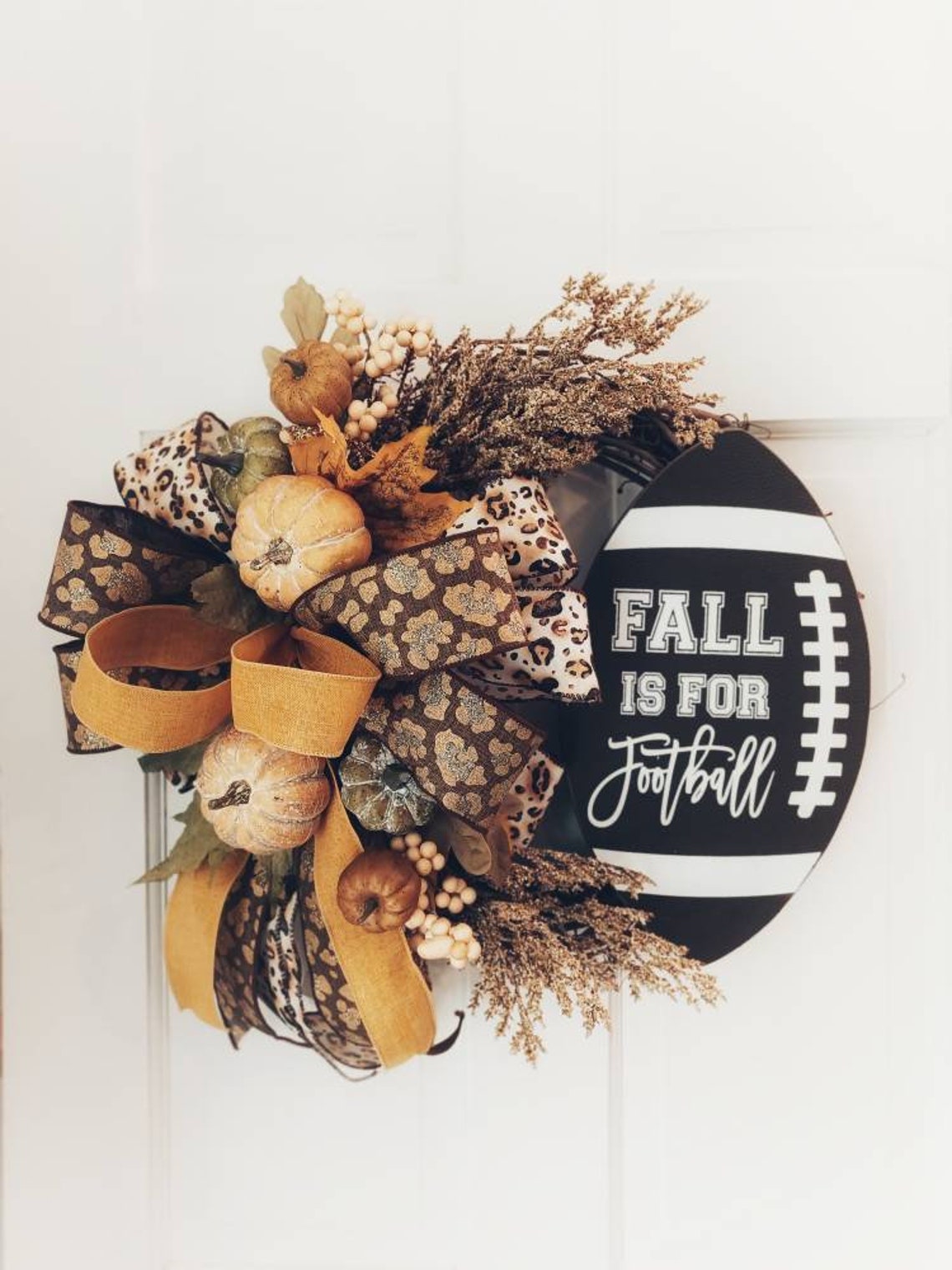 Neutral Fall Football Wreath, Front Door Decor, Dorm Room, Parents of ...