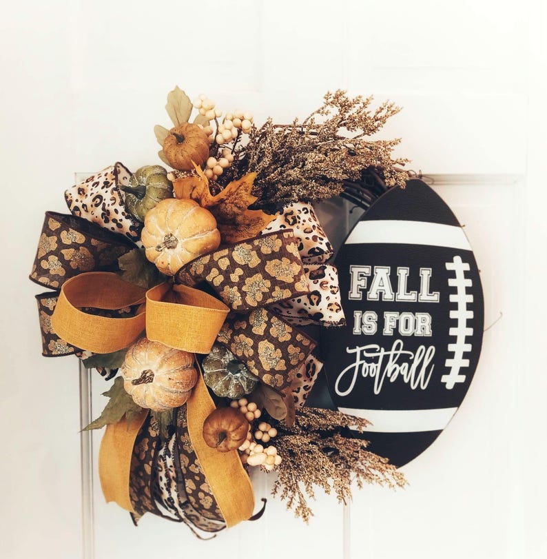 Neutral Fall Football Wreath, Front Door Decor, Dorm Room, Parents of ...
