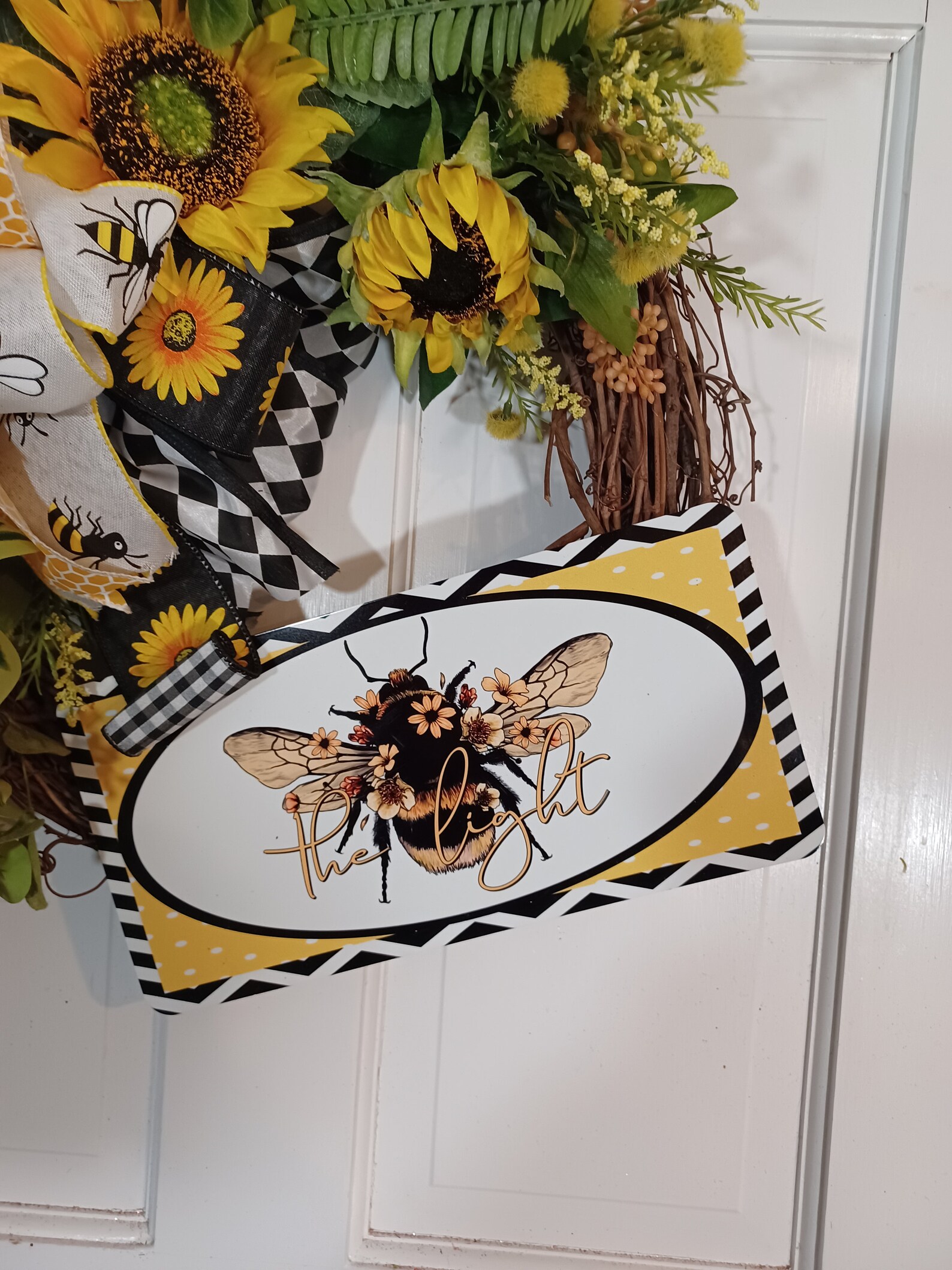 Bee the Light Gift, Bumblebee, Sunflower Decor, Front Porch Bee ...