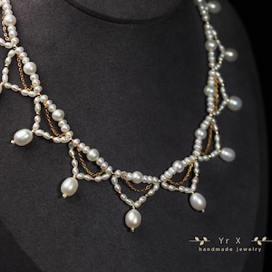 Vintage Pearl Necklace.victorian Lace Pearl Bridal Necklace.wedding ...