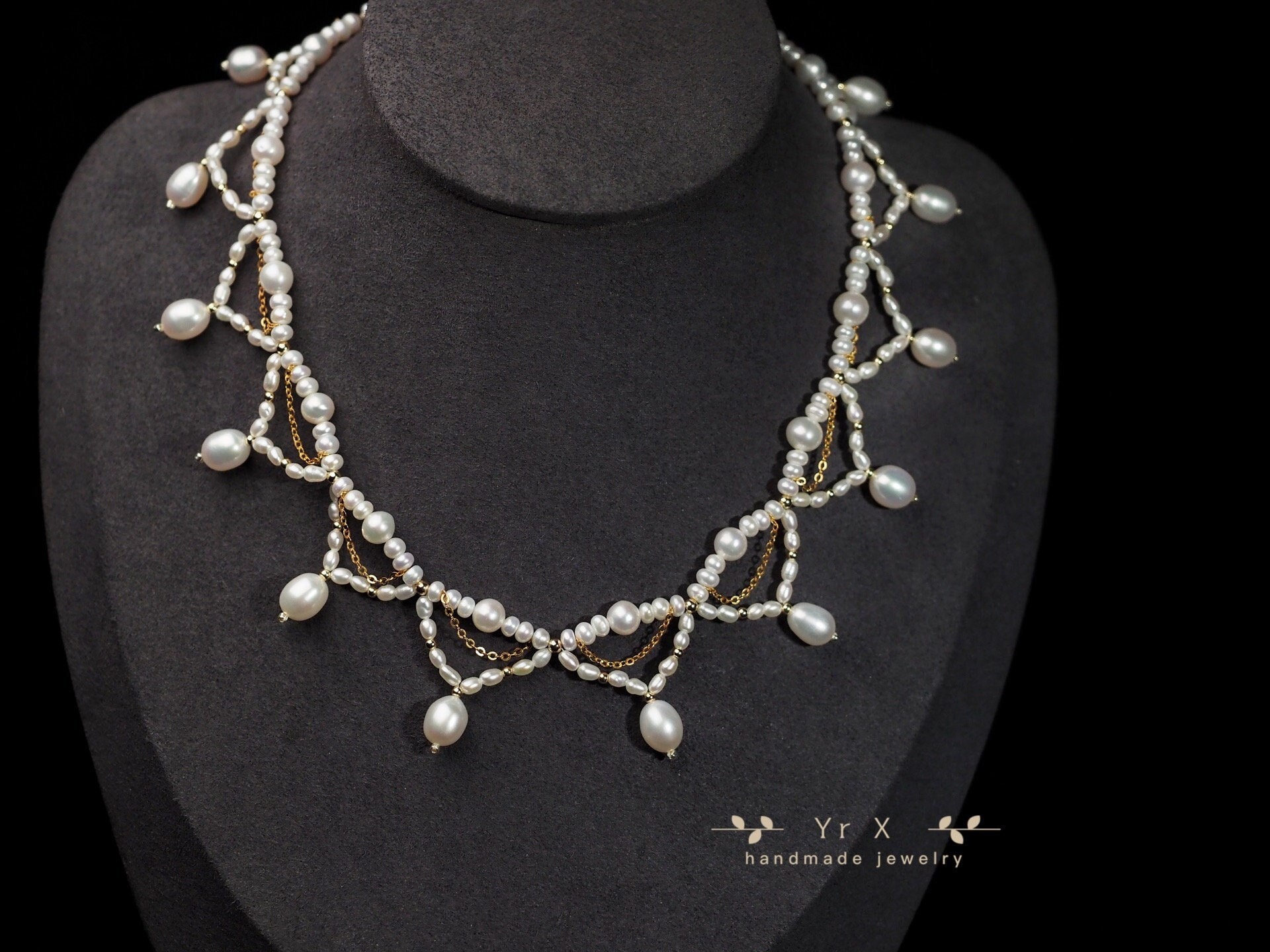 Vintage Freshwater Pearl Bridal Necklace:june Brithstone,wedding Dress ...