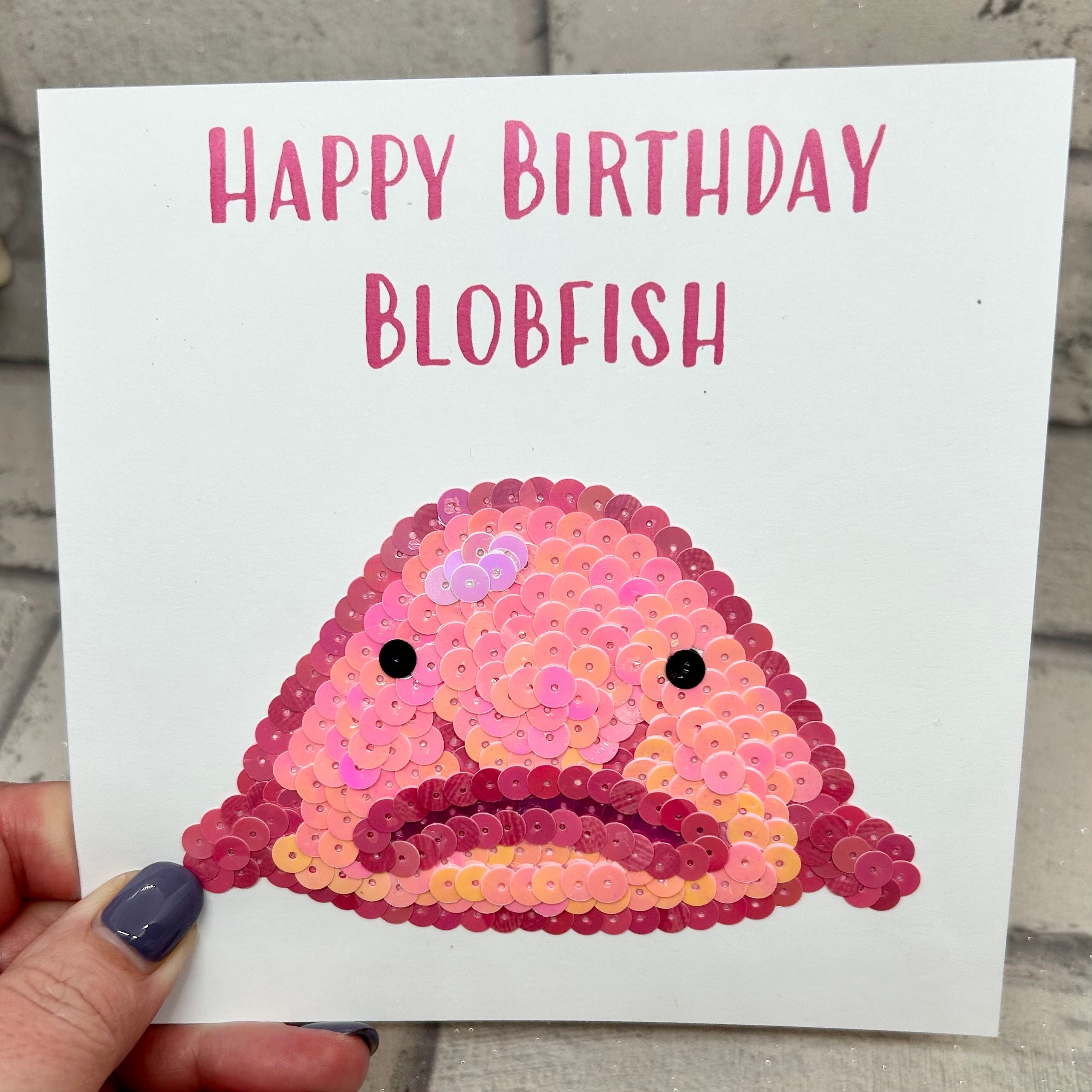 Custom Happy Birthday Blobfish Card, Personalised Blobfish Card for ...