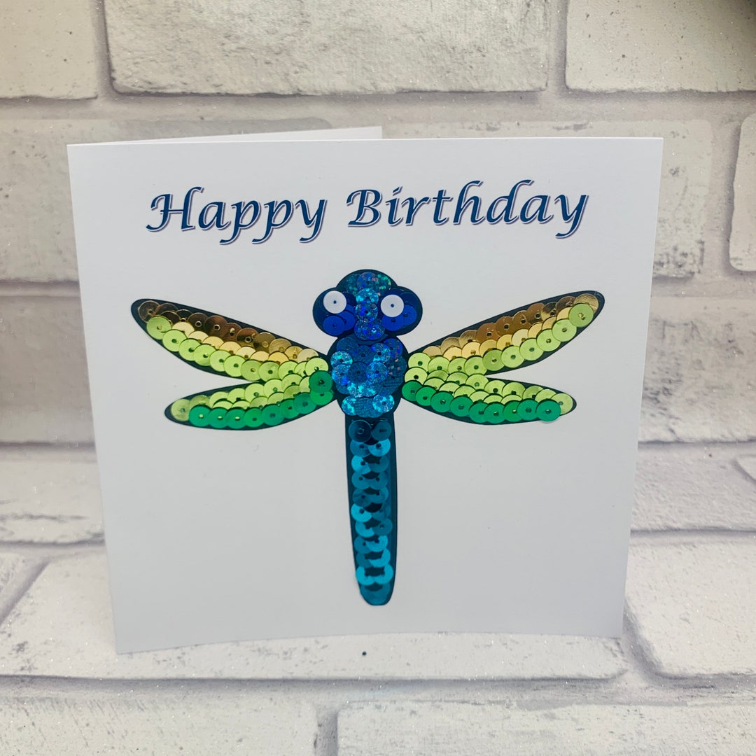 Custom Happy Birthday Dragonfly Card for Friend, Personalised Dragonfly ...