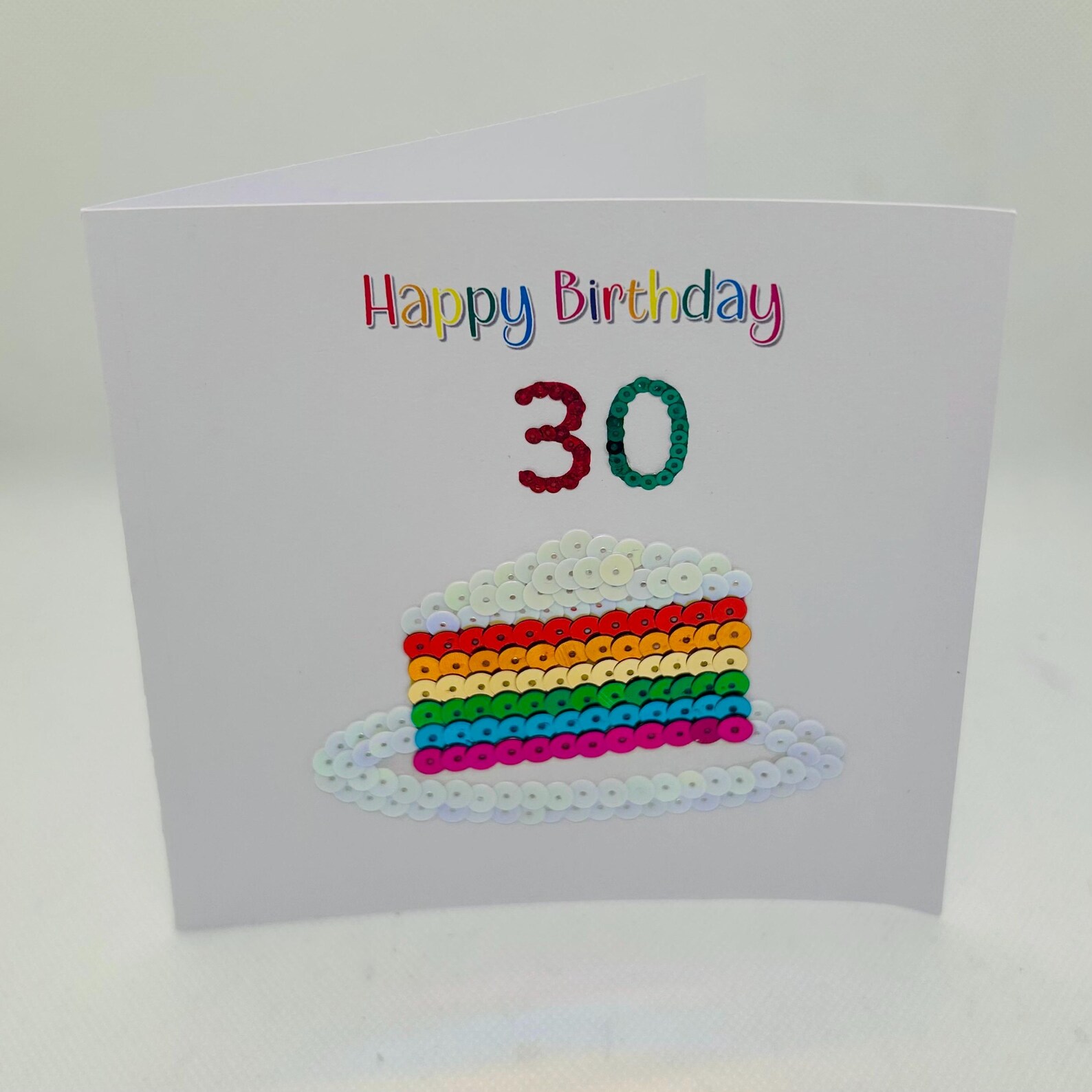 Custom 30th Birthday Card Girl, Handmade Sequin Birthday Cake Card ...