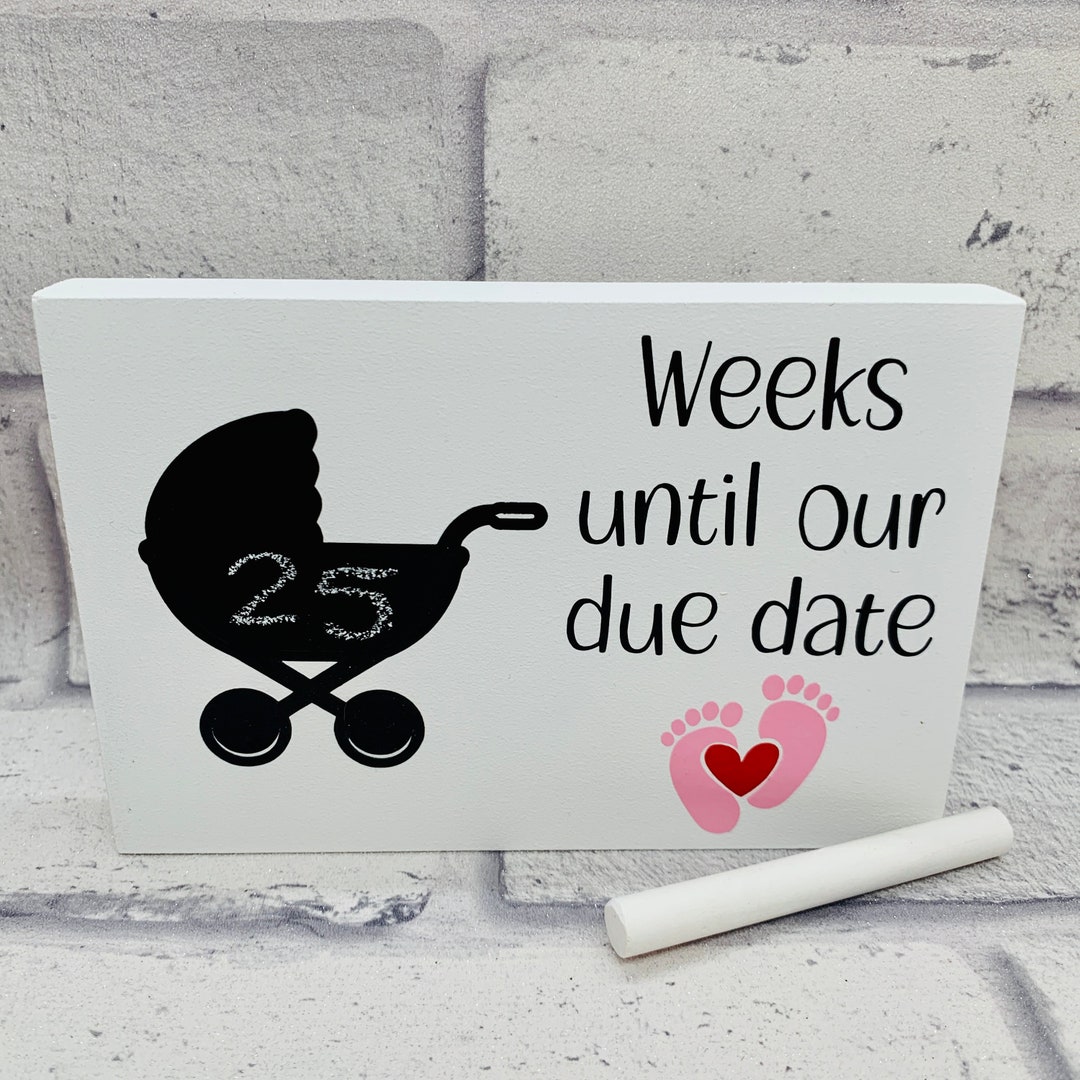 Pregnancy Countdown Wooden Chalkboard Sign for Mum to Be, Baby Shower ...
