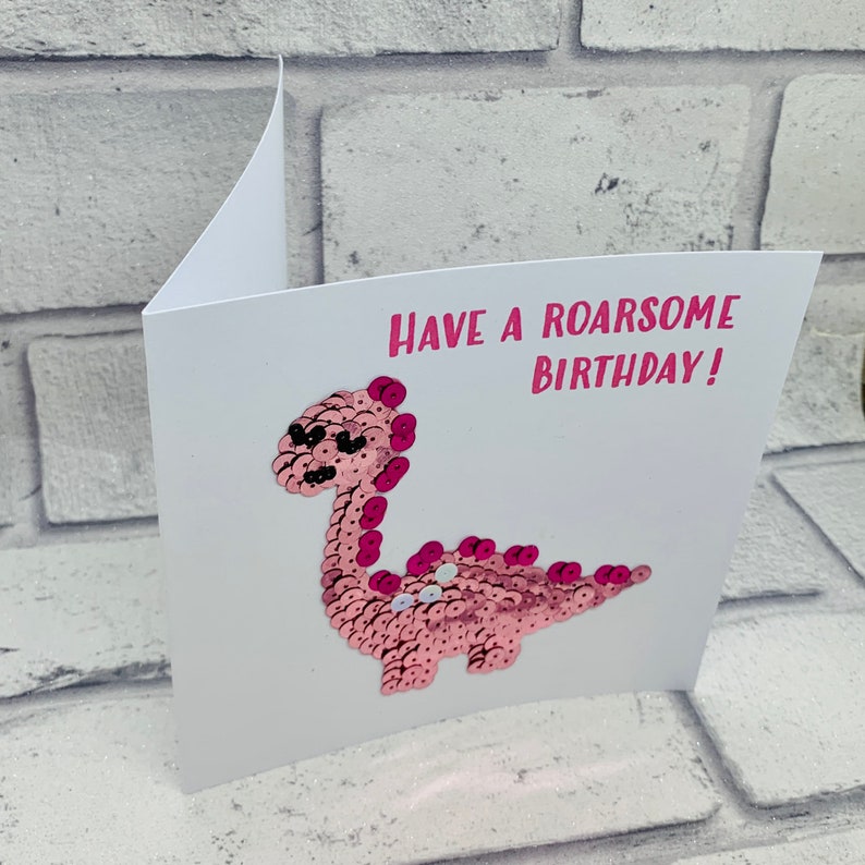 Custom Happy Birthday Pink Dinosaur Card for Girl - Etsy