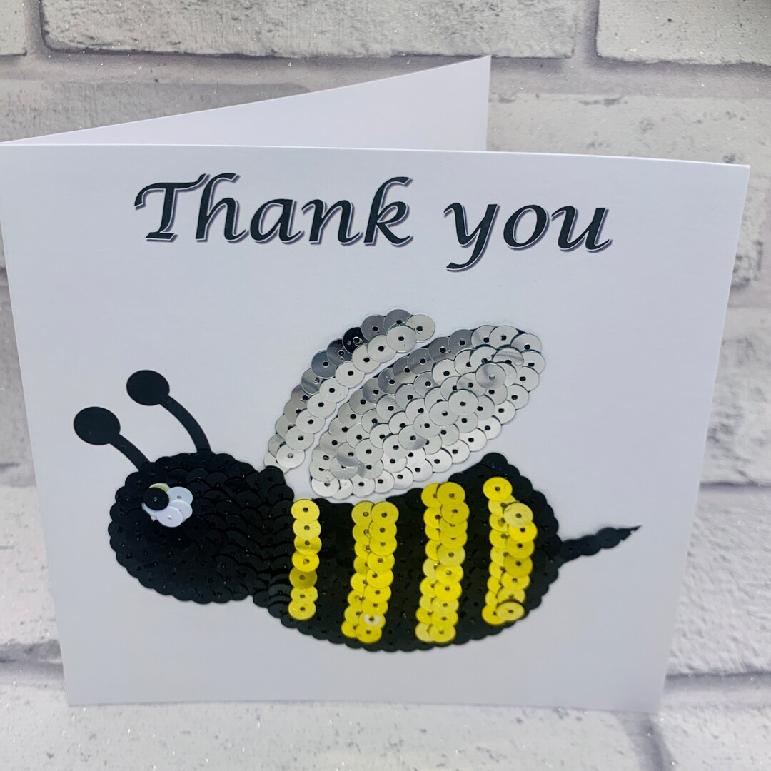 Custom Bee Thank You Card for Her, Personalised Bee Card for Friend ...