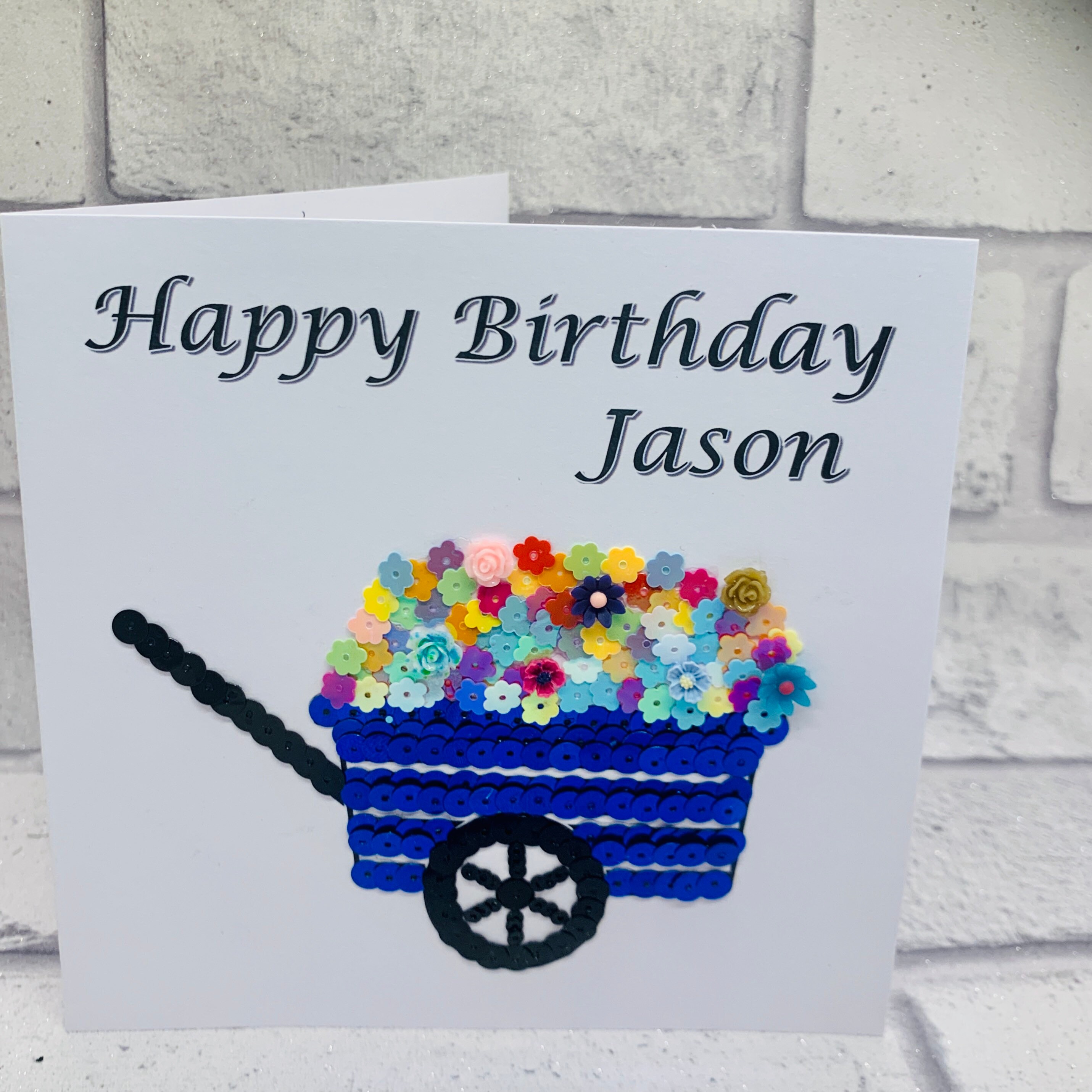 Custom Happy Birthday Wheelbarrow Card for Mum, Personalised Flower ...