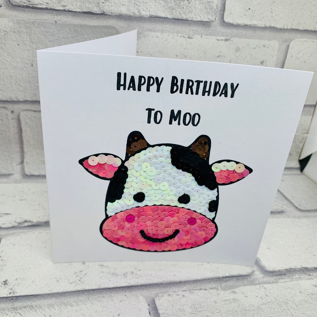 Custom Happy Birthday to Moo Card for Friend, Personalised Cow Birthday ...