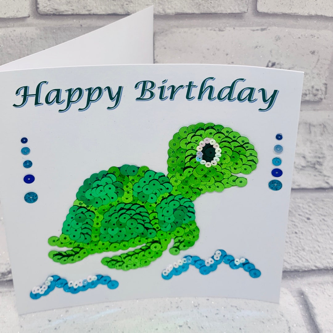 Custom Happy Birthday Turtle Card for Kids, Personalised Turtle Card ...