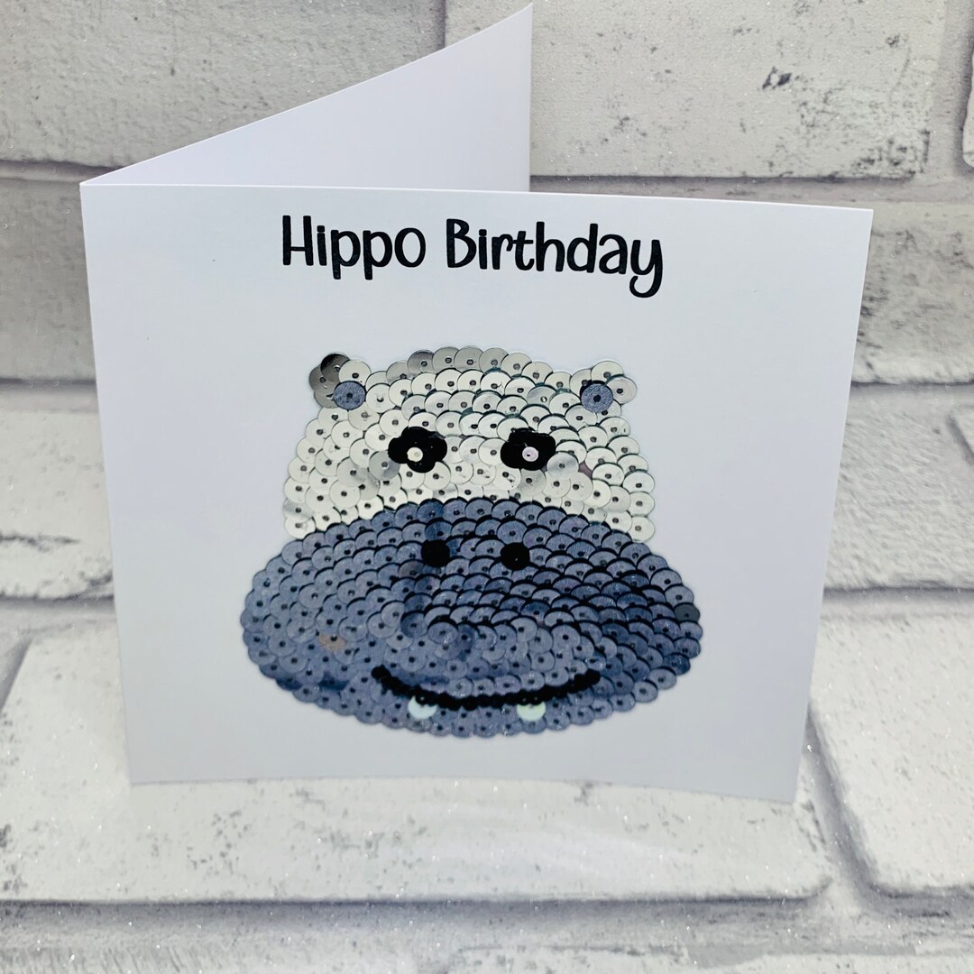 Custom Happy Birthday Hippo Card for Child, Personalised Hippo Birthday ...