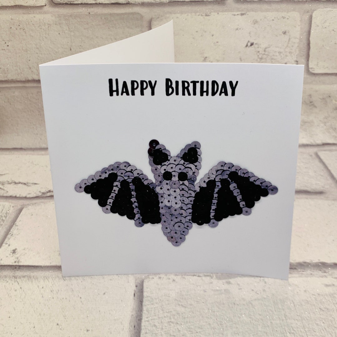 Custom Happy Birthday Bat Card for Him, Personalised Bat Birthday Card ...