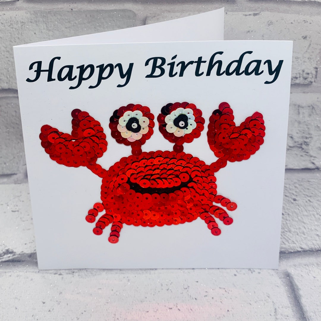 Custom Crab Happy Birthday Card for Kids, Personalised Crab Card for ...
