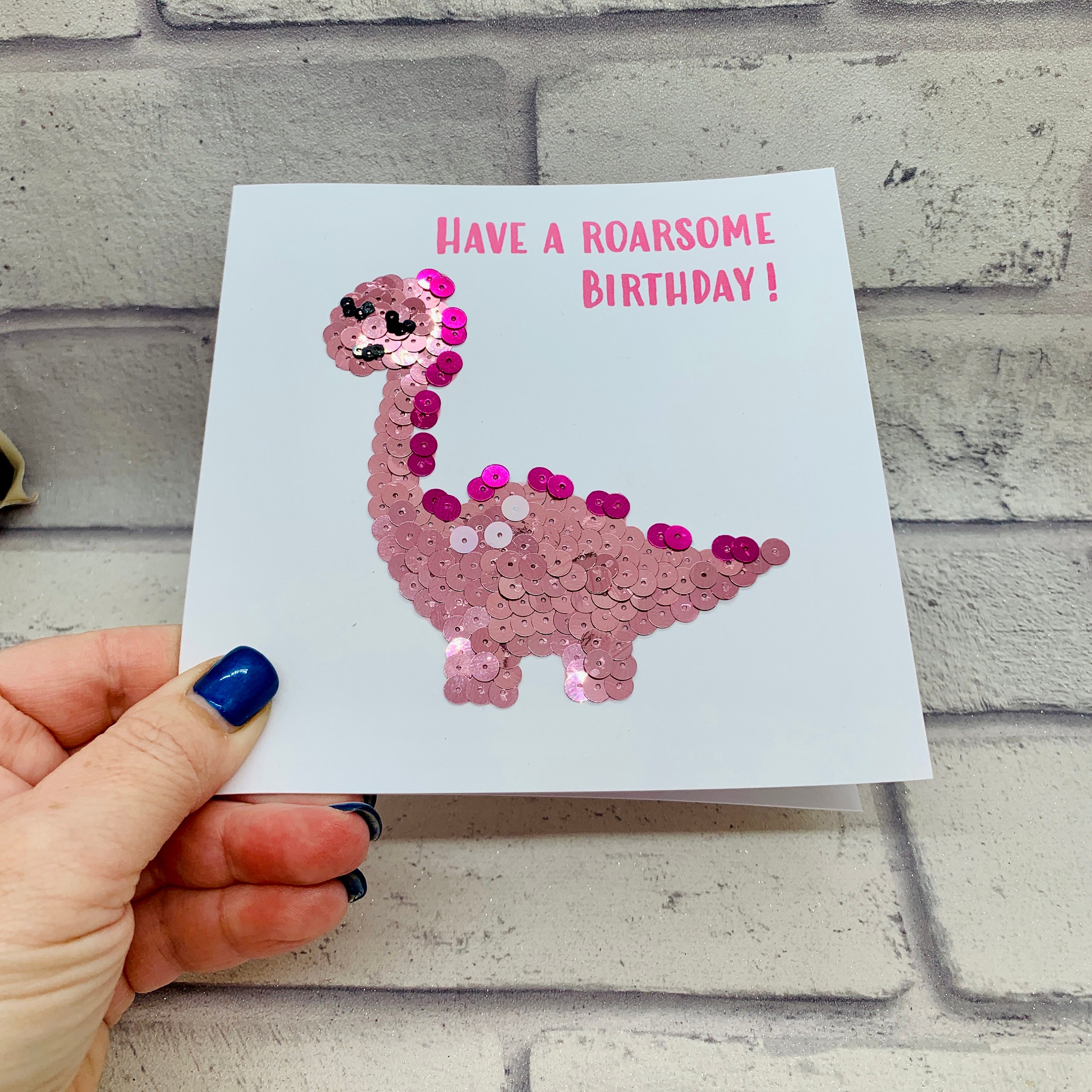 Custom Happy Birthday Pink Dinosaur Card for Girl - Etsy