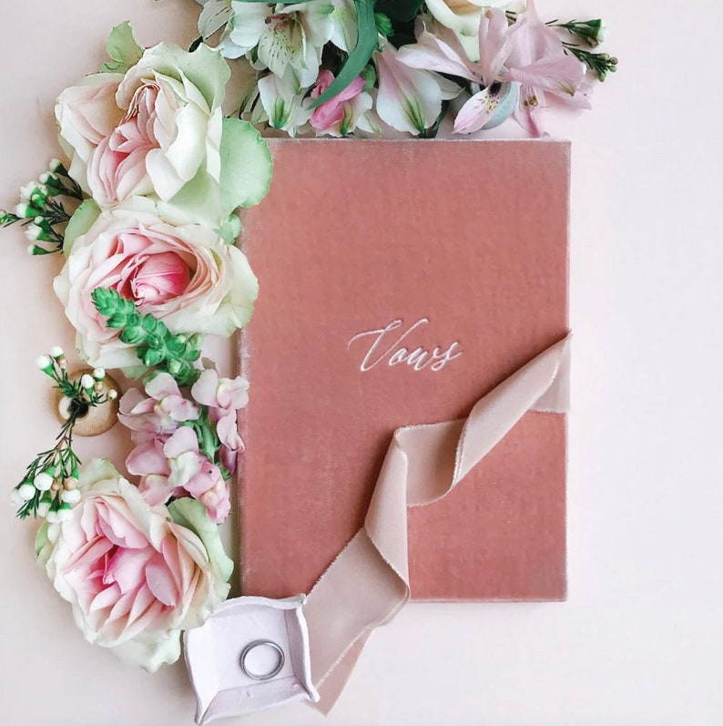 Silk Velvet Wedding Vow Books Embossed Vows With Blank Vow Sheets - Etsy