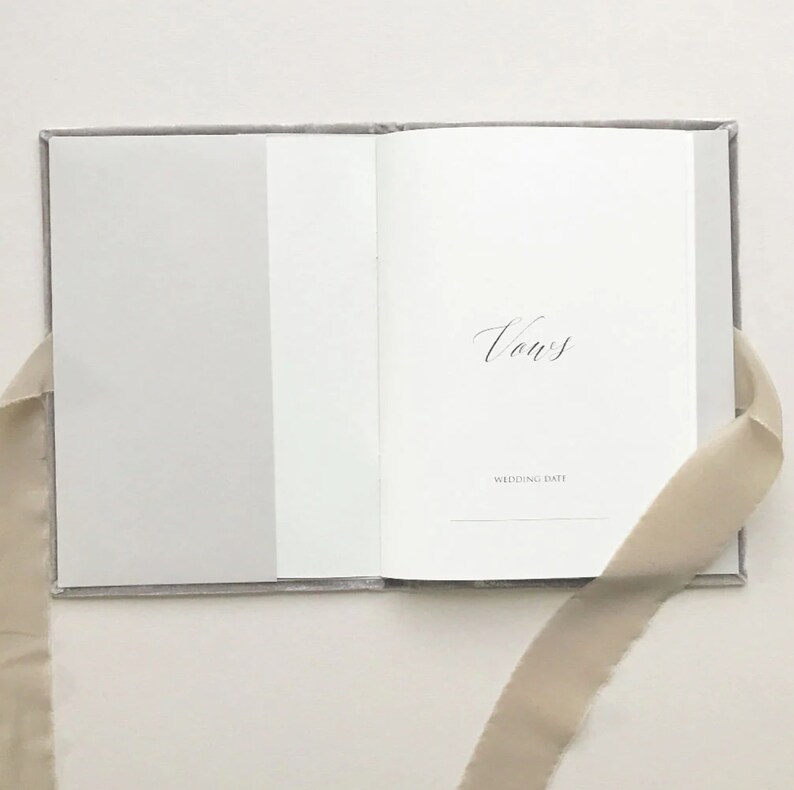 Silk Velvet Wedding Vow Books - Embossed Vows- With Blank Vow Sheets - Etsy