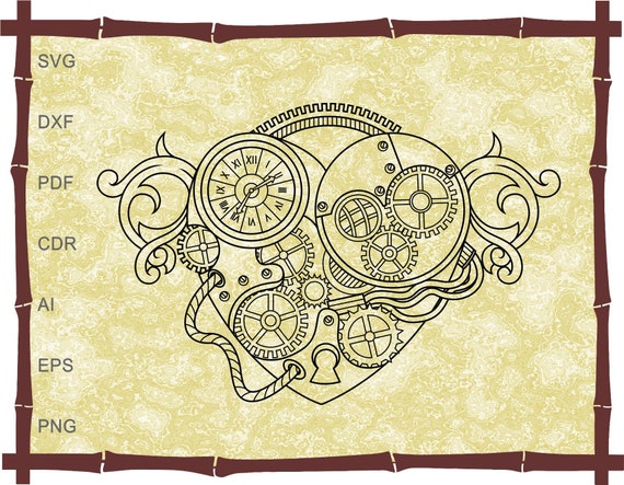 Heart SVG Heart Vector steampunk Svg Steampunk Clipart - Etsy