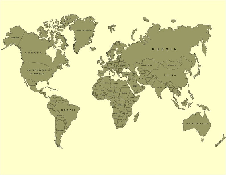 World Map Svg, Laser Cut File, World Map DXF, Svg World Map, World Map ...