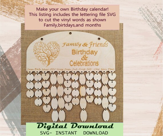 SVG Family Birthday Calendar SVG Digital Dowland Cricut Cut - Etsy