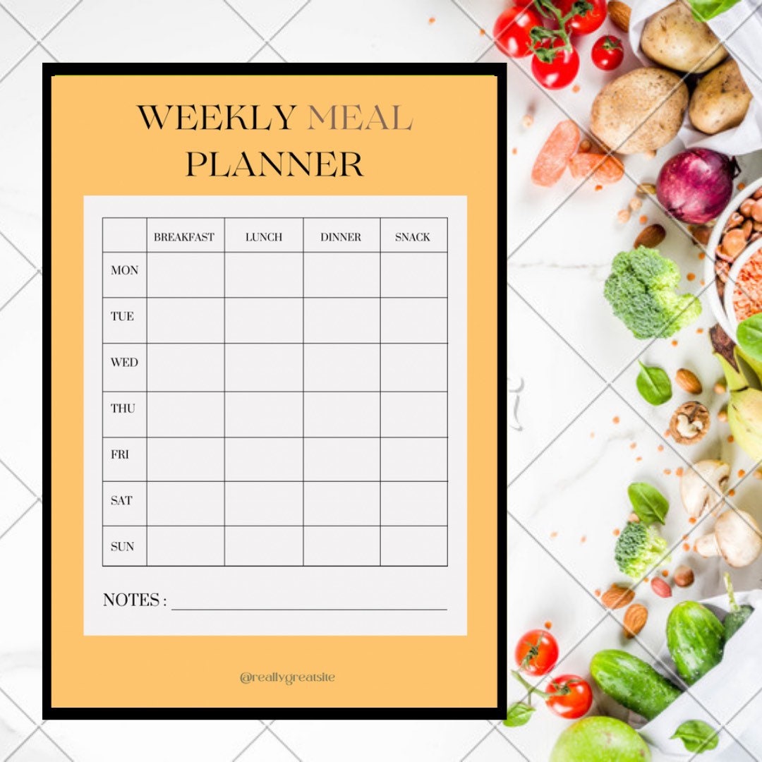 Weekly Meal Planner Printable Template, 7 Day Menu Plan, Food Planner ...