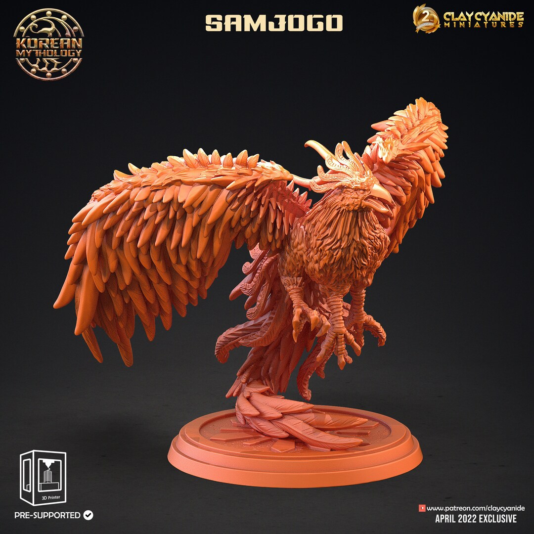 Samjogo Korean Myths, Three Legged Crow 32mm 28mm Fantasy Miniature, D ...