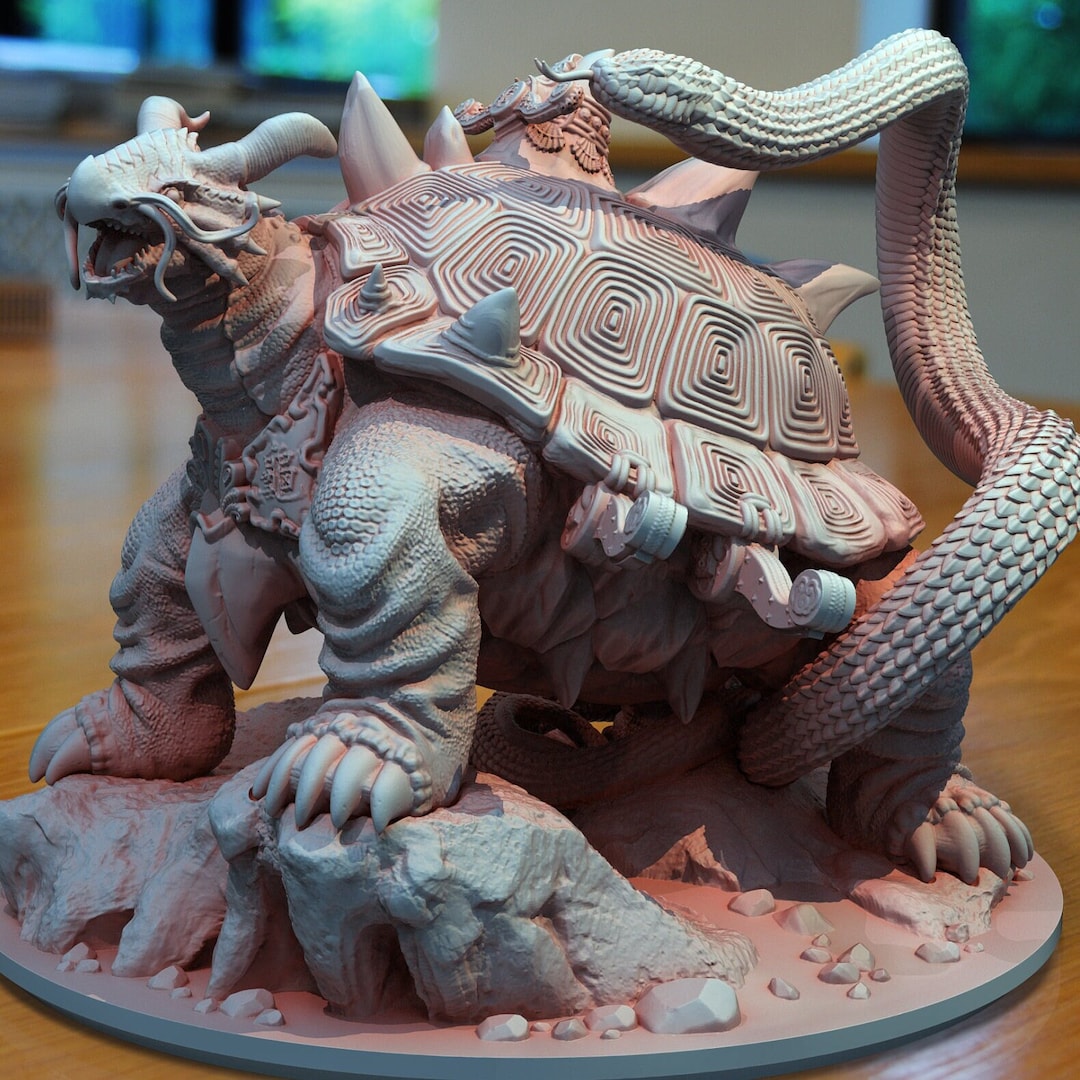 Black Tortoise Chinese God, Turtle Dragon 32mm 28mm Fantasy Miniature ...