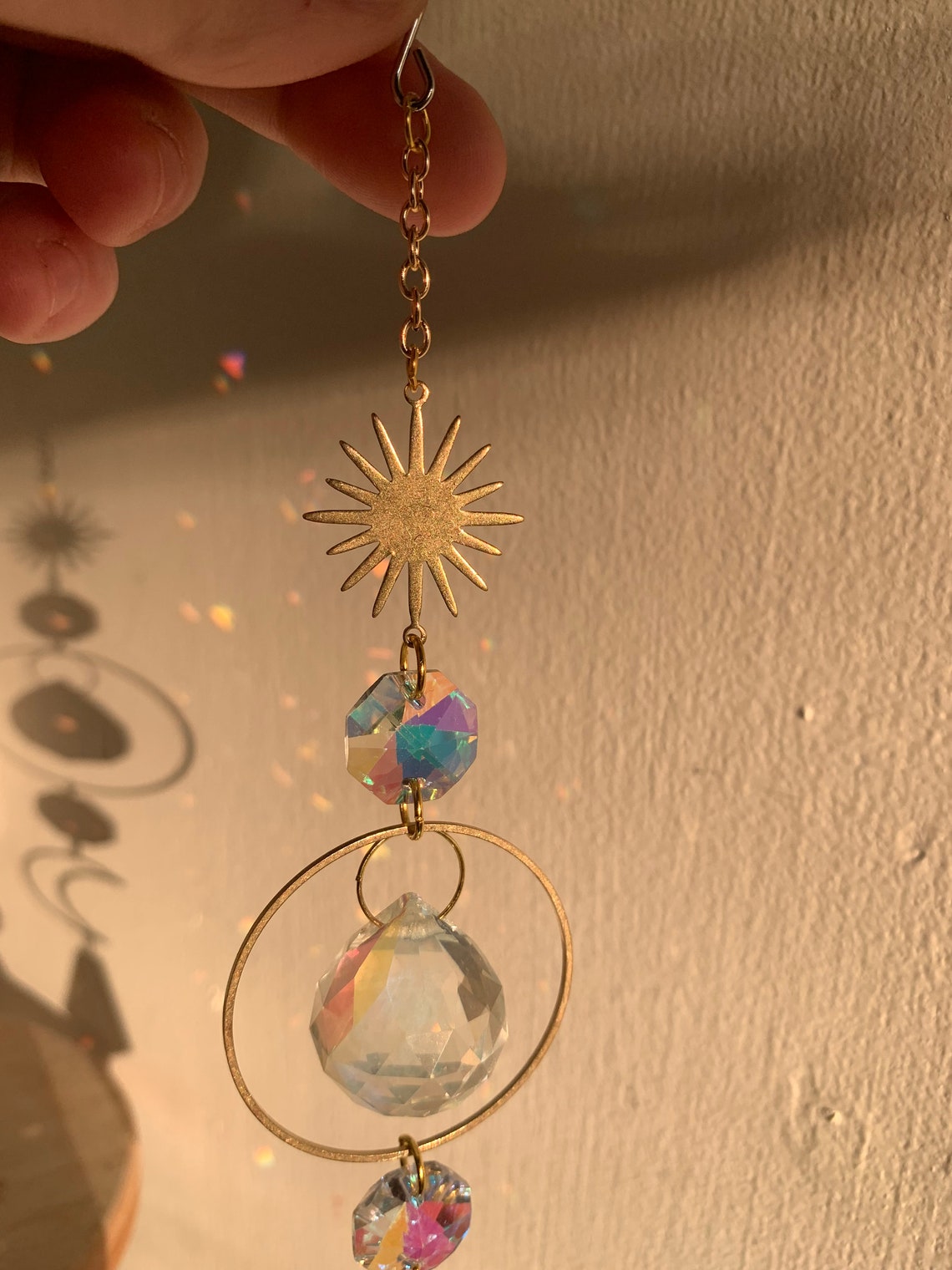 Iridescent Sun and Moon Suncatcher/rainbow Maker - Etsy