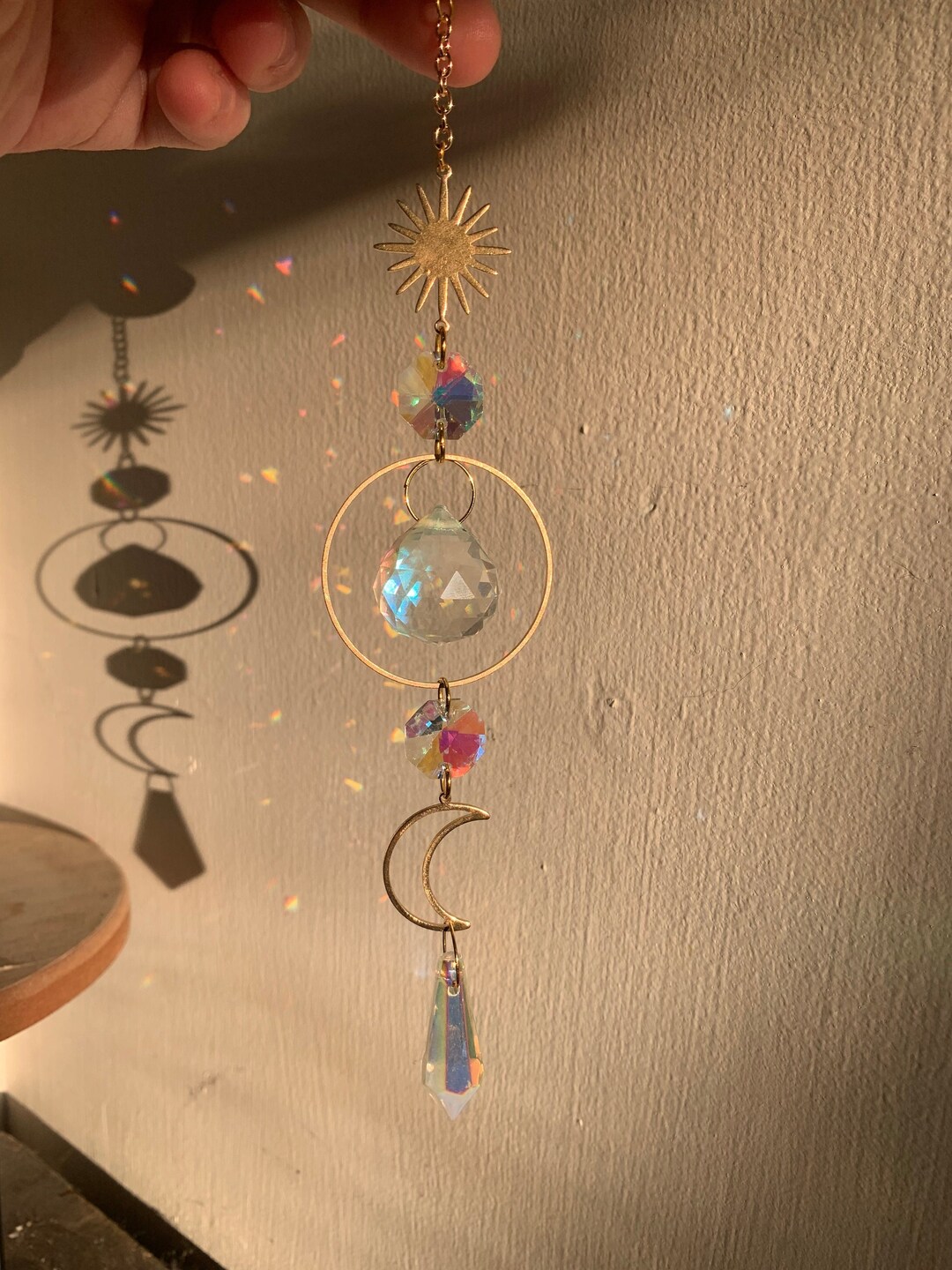 Iridescent Sun and Moon Suncatcher/rainbow Maker - Etsy