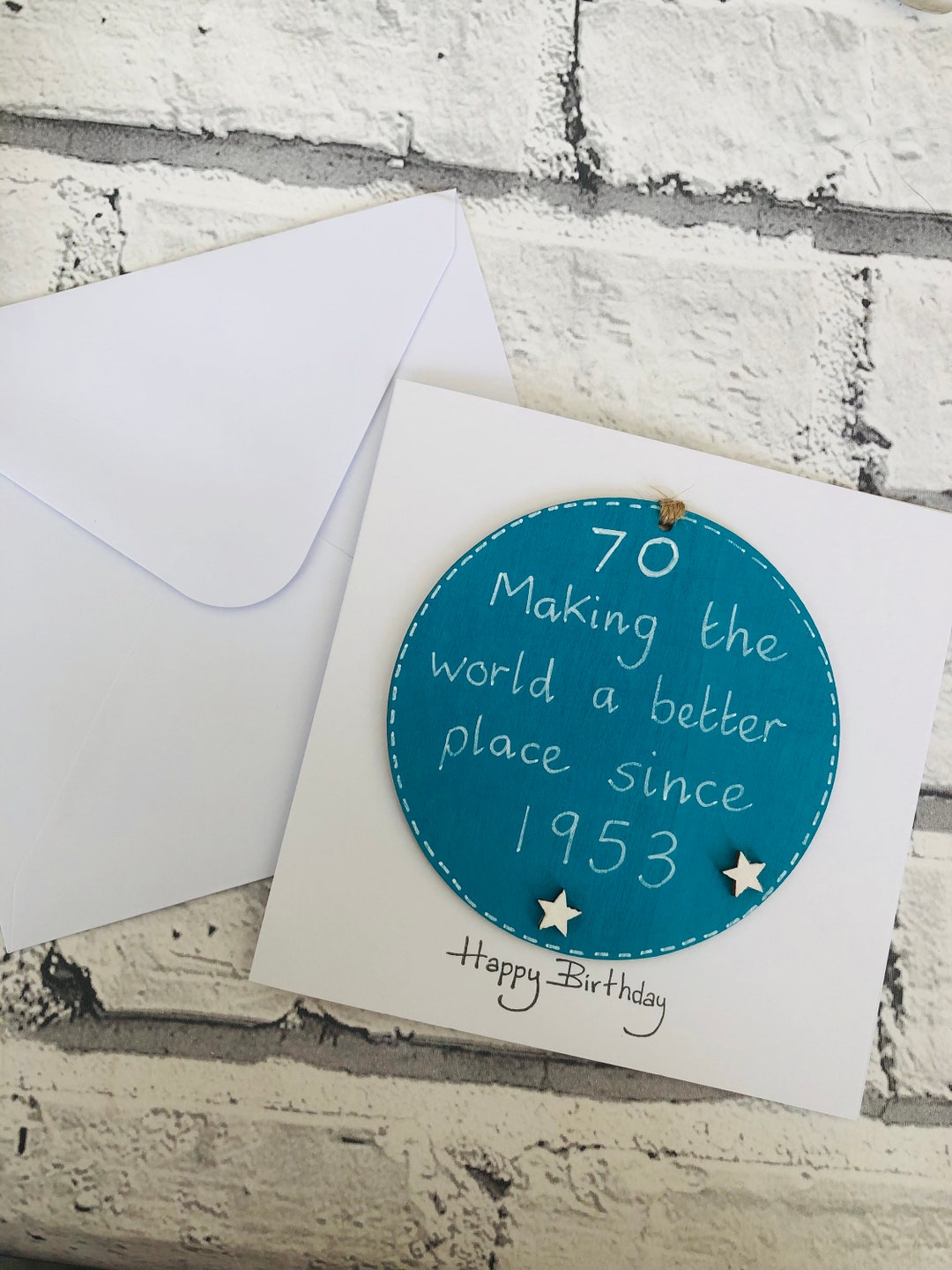 70th Birthday Handmade Card With Detachable Hand Painted Wooden ...