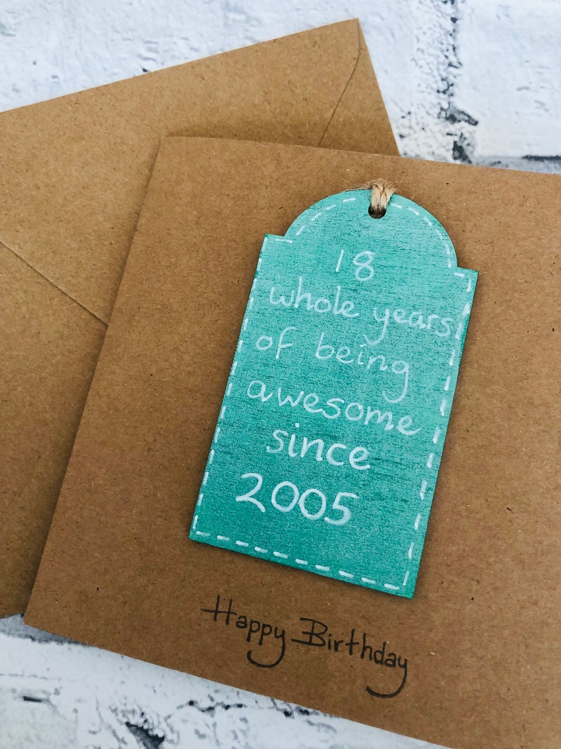 Happy 18th Birthday Handmade Card With Hand Painted Wooden Keepsake 18 ...