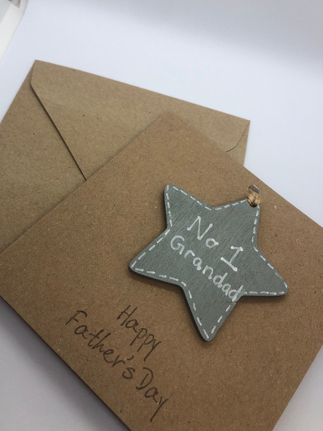 Happy Fathers Day No. 1 Grandad Handmade Card With Detachable Wooden ...