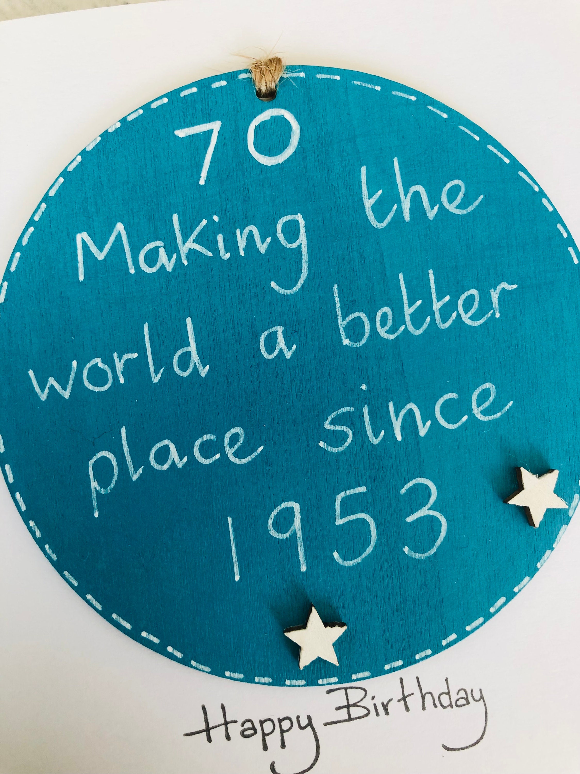 70th Birthday Handmade Card With Detachable Hand Painted Wooden ...