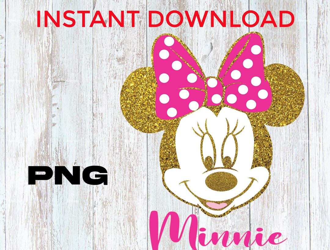 Minnie Face Png Glitter, Gold / Instant Download - Etsy