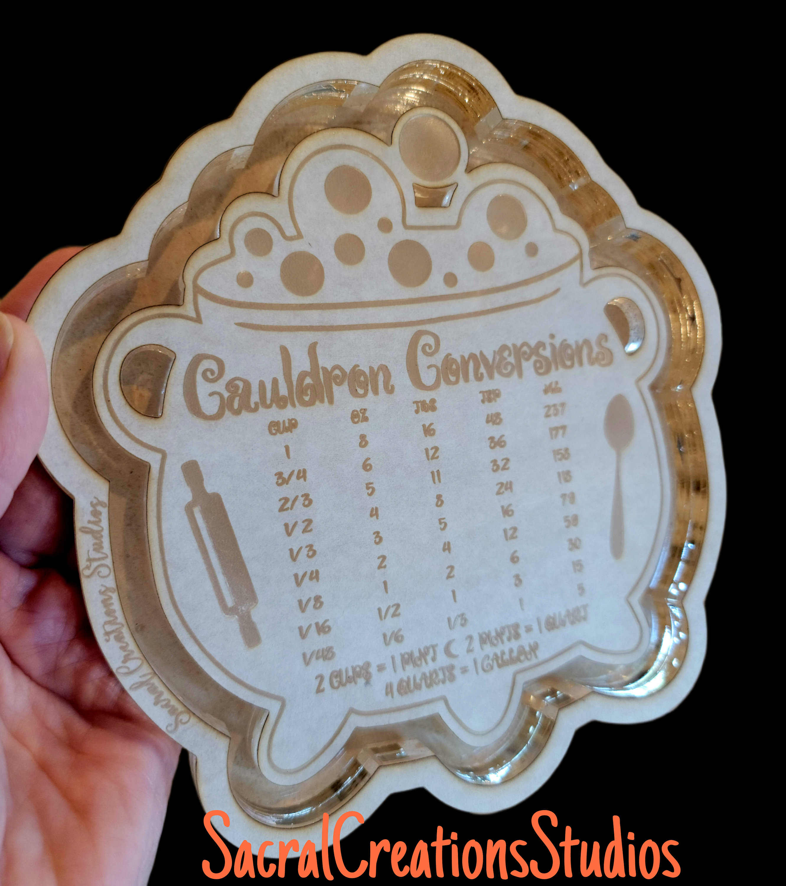 5.5 Cauldron Conversion Chart Flat Acrylic Blank With - Etsy