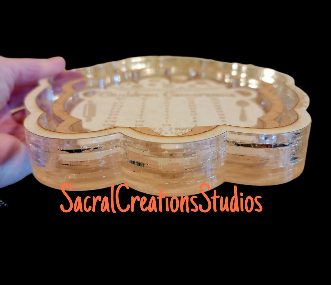 5.5" Cauldron Conversion Chart Flat Acrylic Blank With Attached Housing ...
