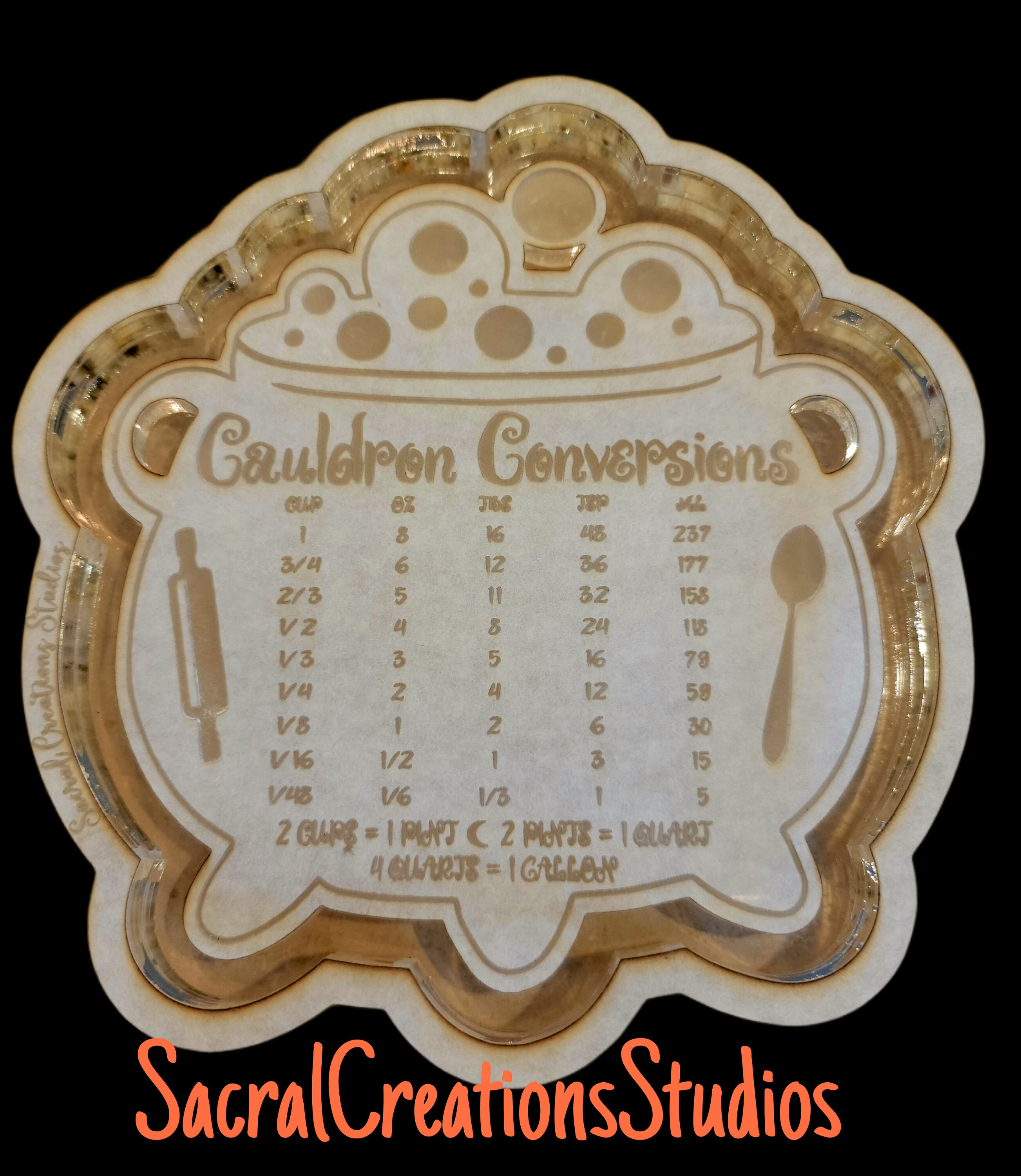 5.5 Cauldron Conversion Chart Flat Acrylic Blank With - Etsy
