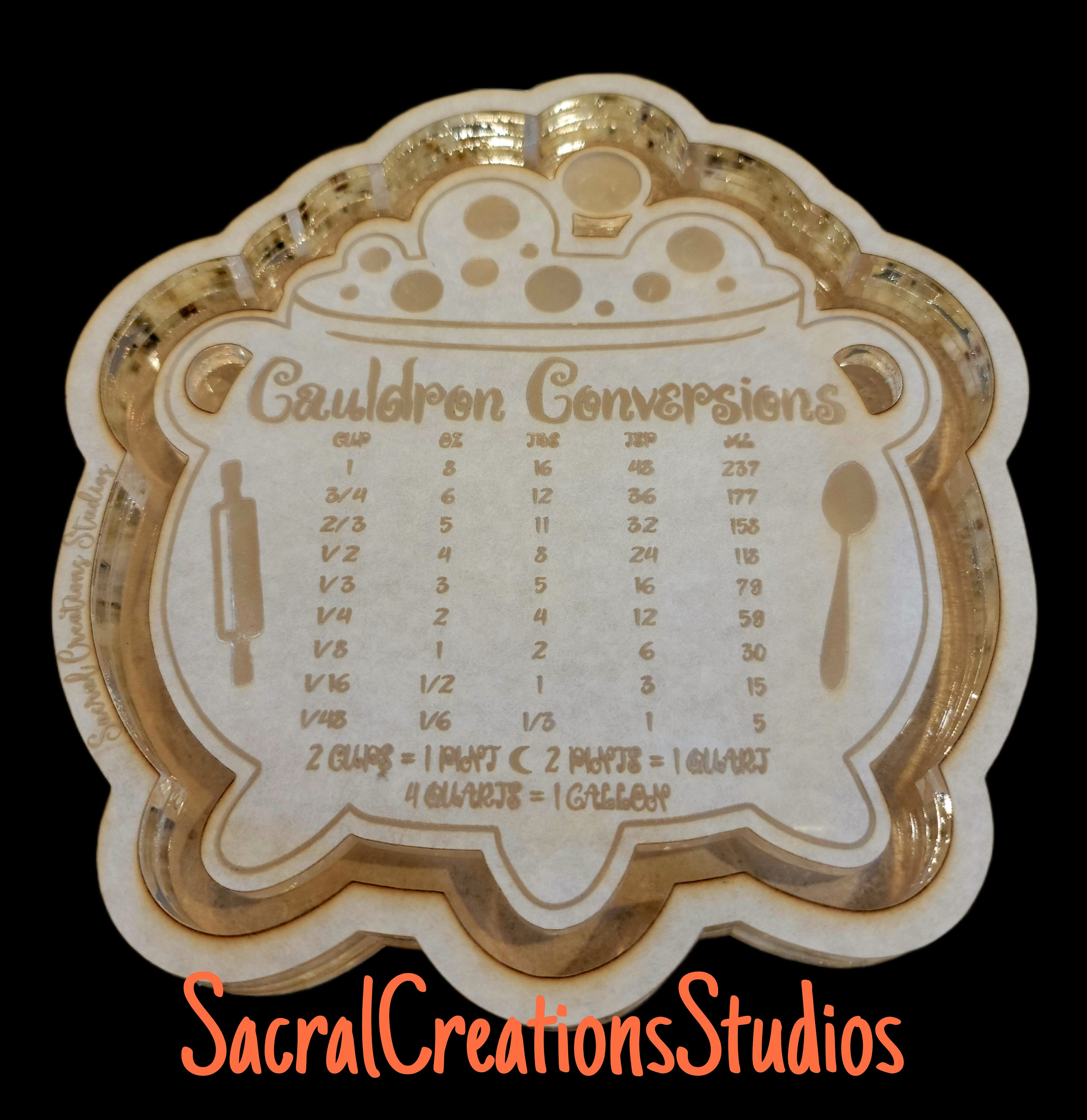 5.5 Cauldron Conversion Chart Flat Acrylic Blank With - Etsy