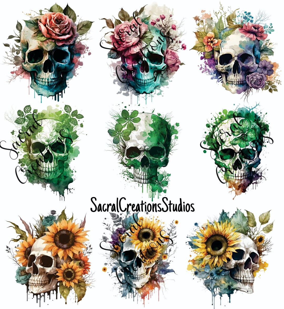 Floral Skull Full Color Inserts for Resin Art - Etsy