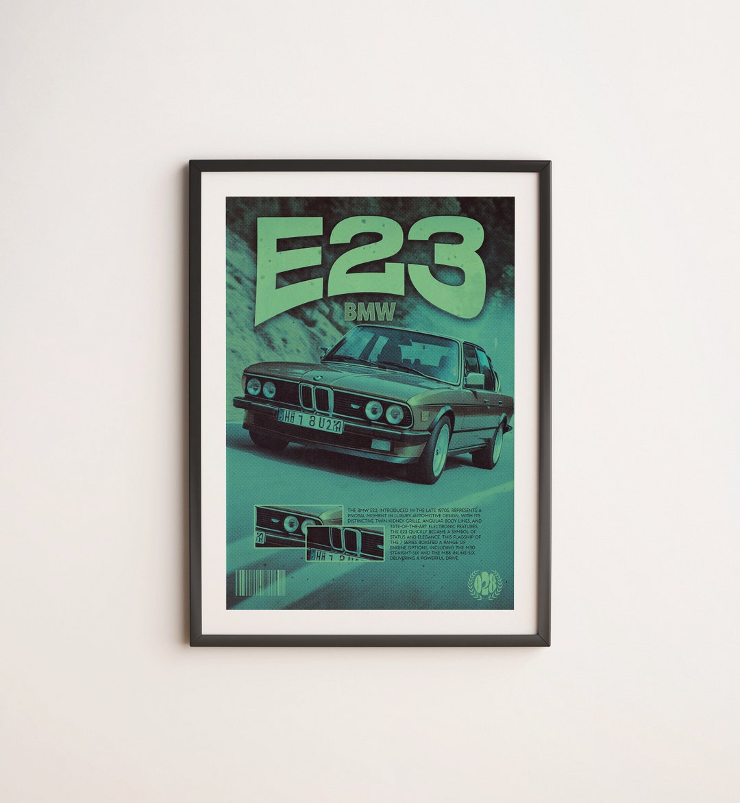 BMW Wall Art BMW E23 JDM Car Poster Framed for House, Garage, Boys Room ...