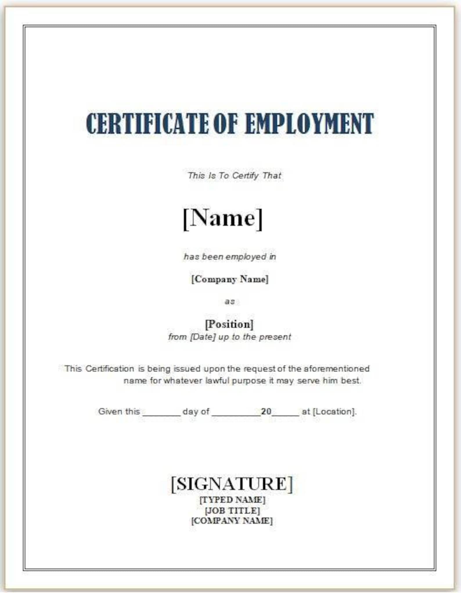 Certificate of Employment - Etsy
