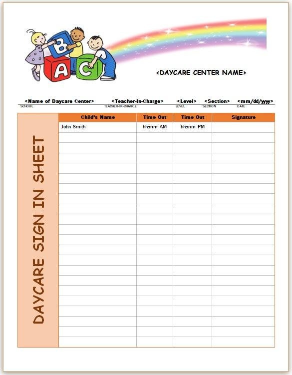Daycare Sign in Sheet - Etsy