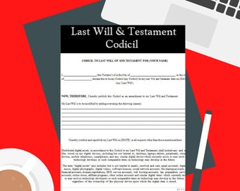 Will Codicil Will Codicil Form Will Codicil Templates Last Will and ...