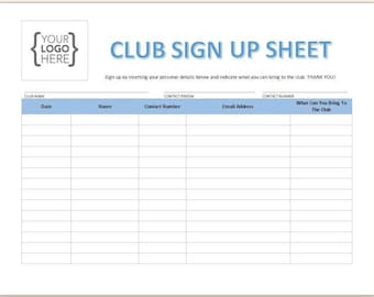 Club Sign up Sheet - Etsy