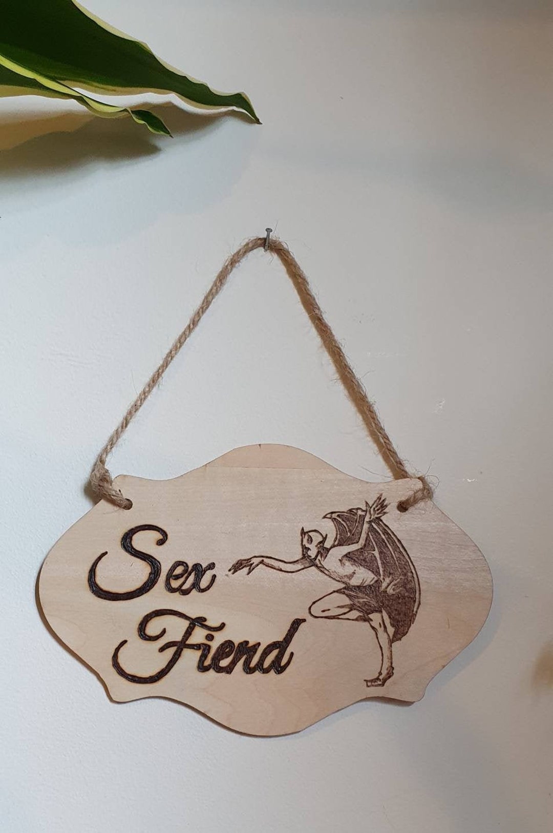 Sex Fiend- Pyrography Wooden Sign, Funny Home Decor, Rude Gift - Etsy UK