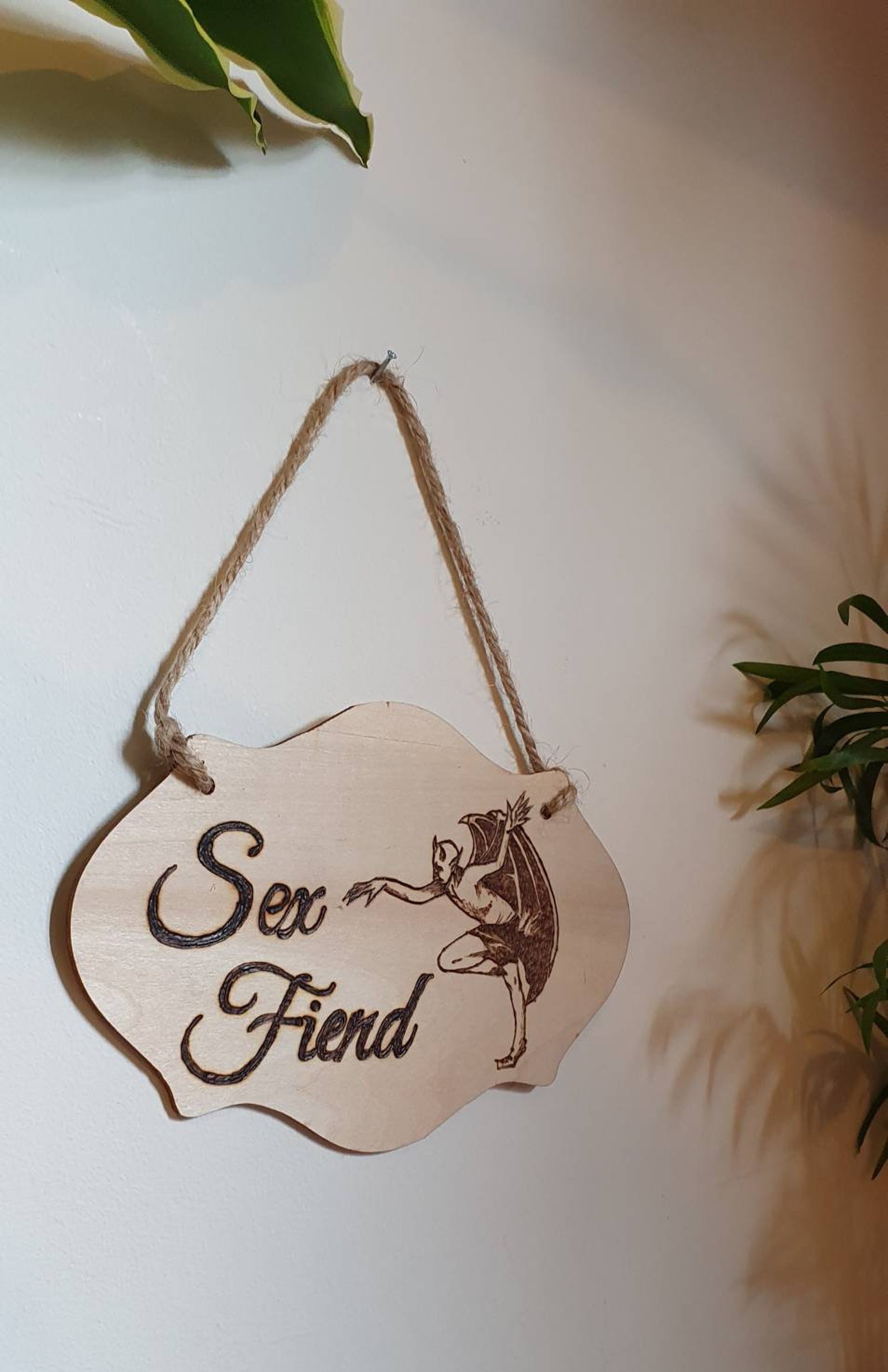 Sex Fiend- Pyrography Wooden Sign, Funny Home Decor, Rude Gift - Etsy UK