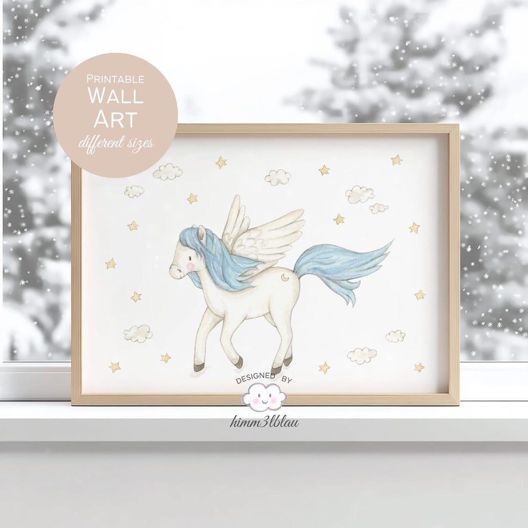 Christmas Gift for Girls – Pegasus Poster Watercolor Download, Children ...